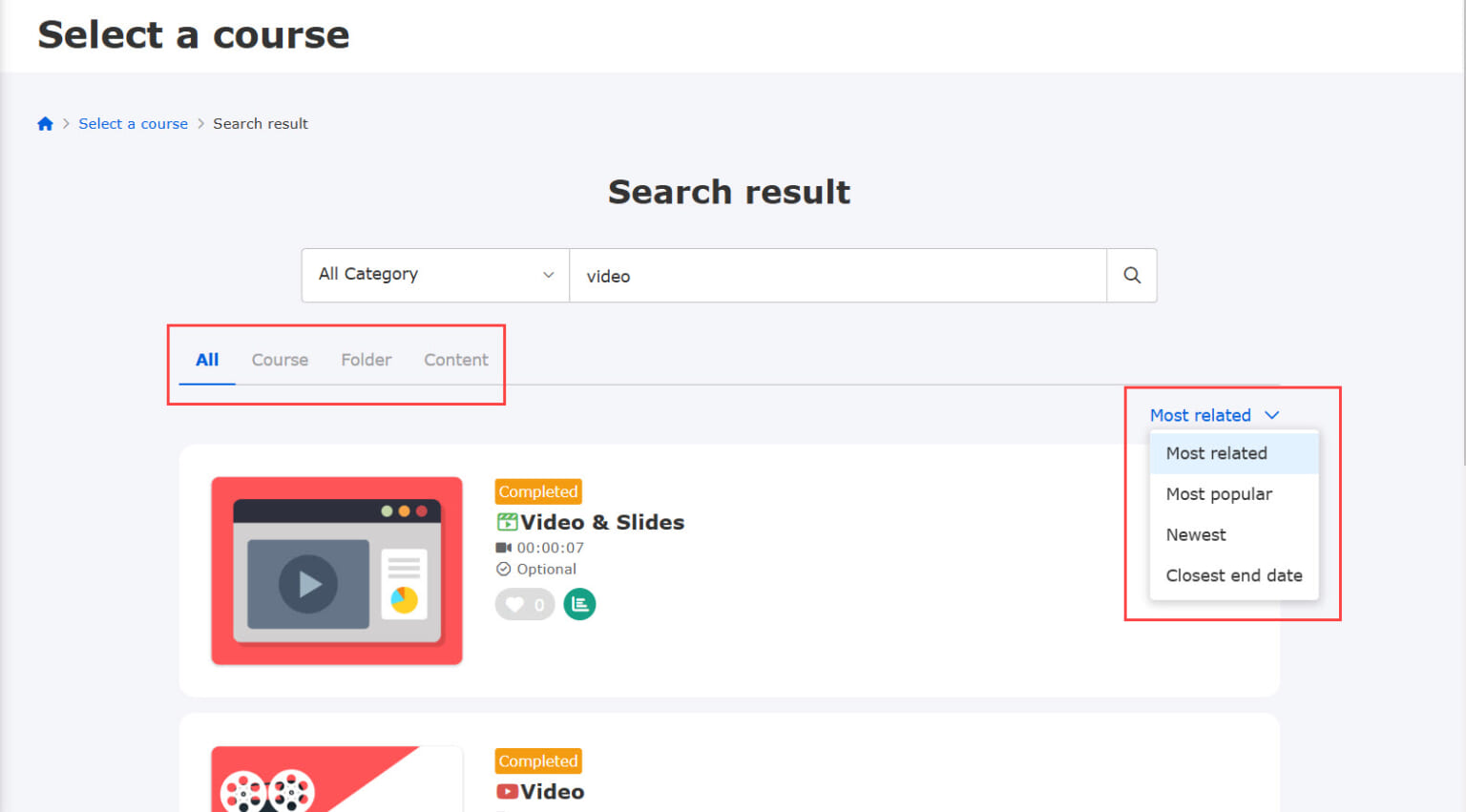 Choose a course | How to use learningBOX