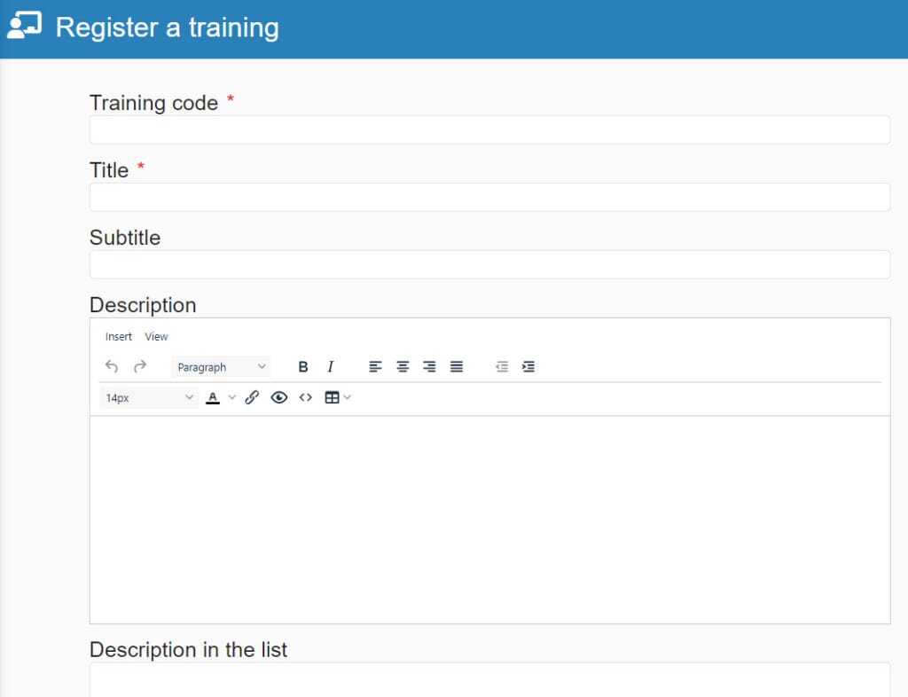 Manage training