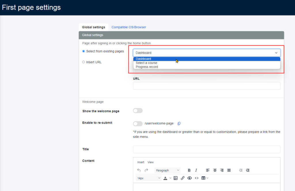 Page setup after login｜How to use learningBOX
